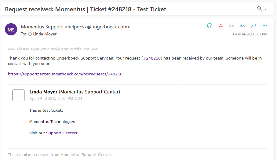Support Ticket Requests – Momentus Support Center